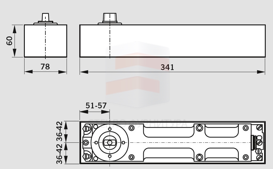 BTS 80 Доводчик с фиксацией от 75° до 175° - Стеклофурнитура